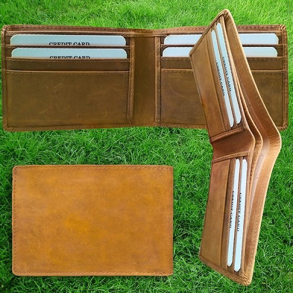 Men's Golden Slim Leather Wallet - ourshop